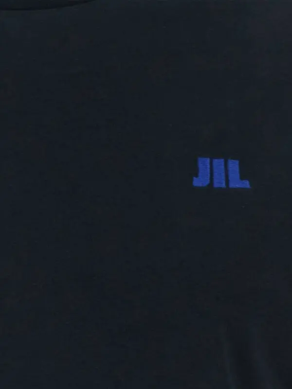 JIL SANDER Long-sleeved Cotton T-shirt With Contrast Logo - Blue