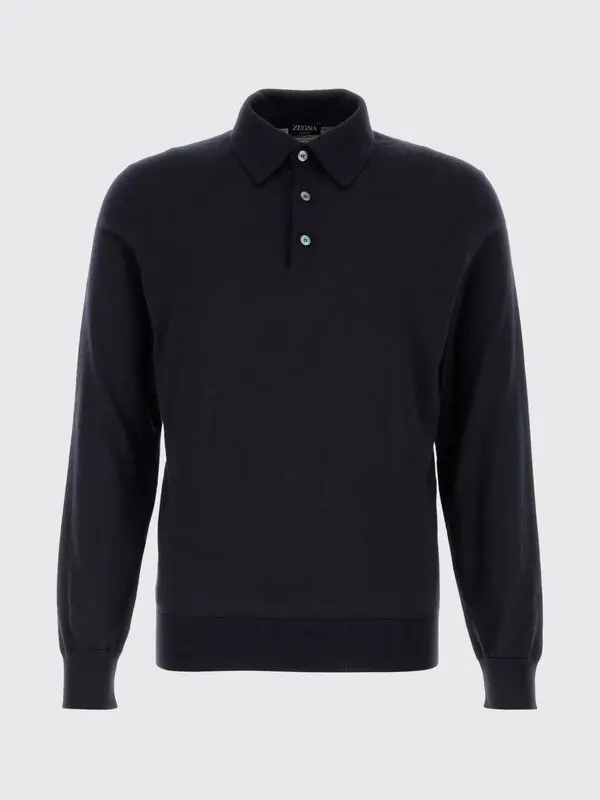 Zegna Cashmere And Silk Long-sleeved Knit Polo