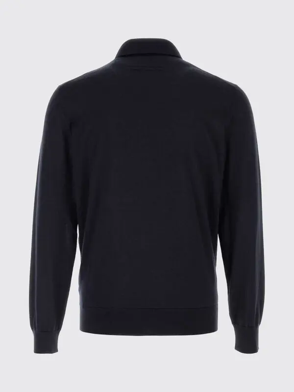Zegna Cashmere And Silk Long-sleeved Knit Polo