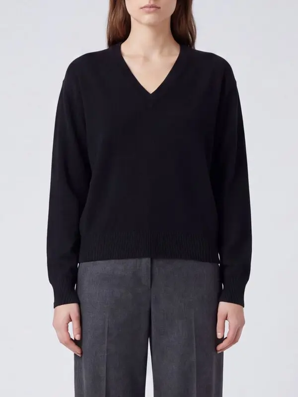 LANVIN V-neck Virgin Wool Sweater With Tie Closure And Dropped Shoulders