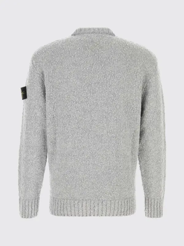 Stone Island Crewneck Sweater In Wool Blend With Compass Logo Patch - Grey