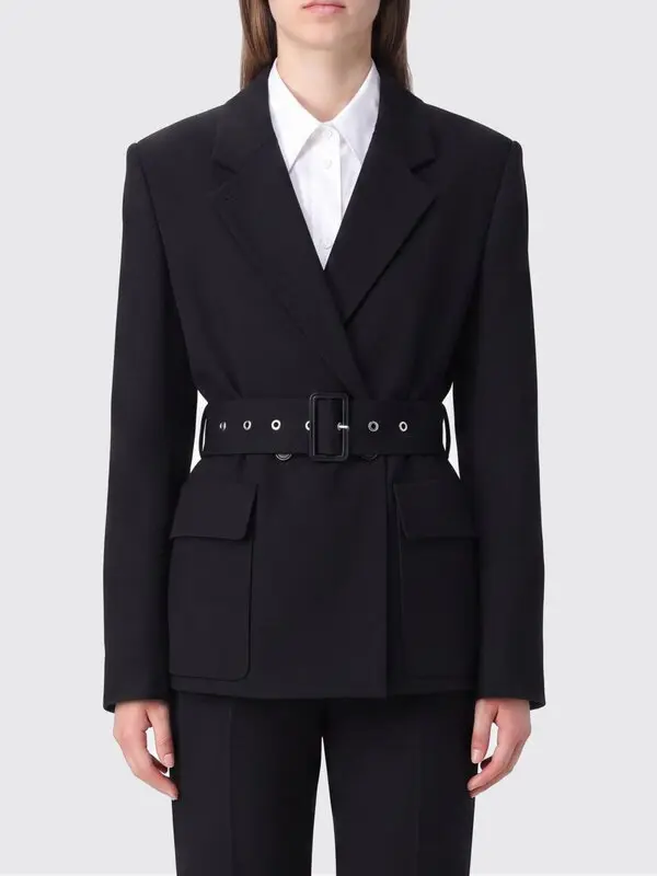 LANVIN Double-breasted Pure Wool Blazer With Padded Shoulders And Peak Lapels - Black