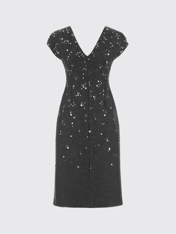 JIL SANDER Virgin Wool Midi Sheath Dress With Sequins And Slit