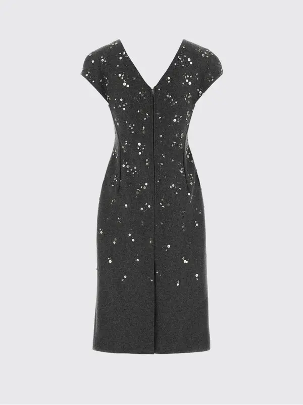 JIL SANDER Virgin Wool Midi Sheath Dress With Sequins And Slit