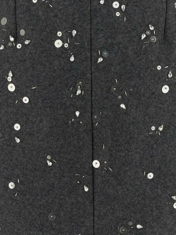 JIL SANDER Virgin Wool Midi Sheath Dress With Sequins And Slit