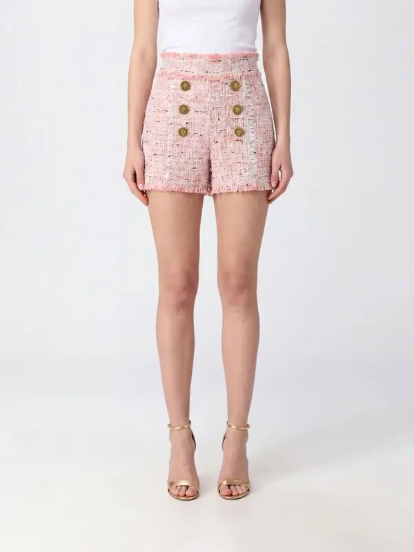 Balmain High-waisted Tweed Shorts With Abstract Pattern And Buttons