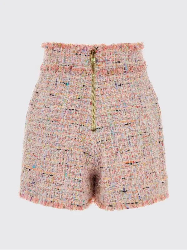 Balmain High-waisted Tweed Shorts With Abstract Pattern And Buttons