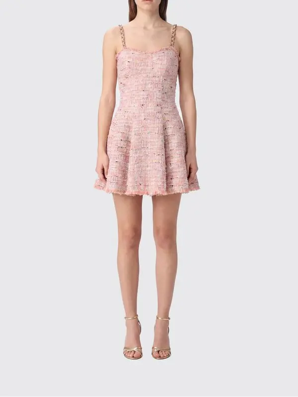 Balmain A-line Tweed Midi Dress With Square Neckline And Abstract Pattern
