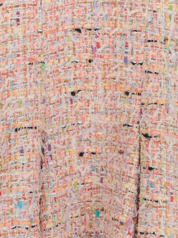 Balmain A-line Tweed Midi Dress With Square Neckline And Abstract Pattern