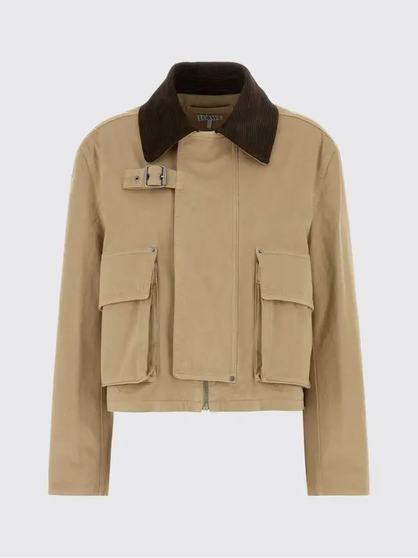 Loewe Cropped Cotton Shirt Jacket With Velvet Collar