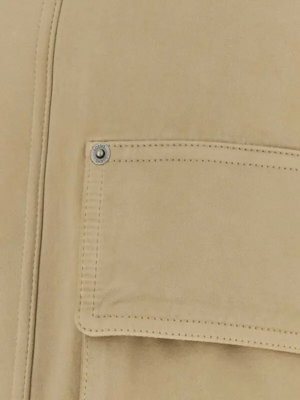 Loewe Cropped Cotton Shirt Jacket With Velvet Collar