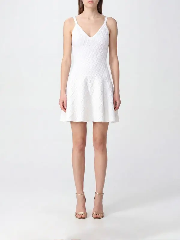 Balmain A-line Viscose Knit Mini Dress With V-neck - White