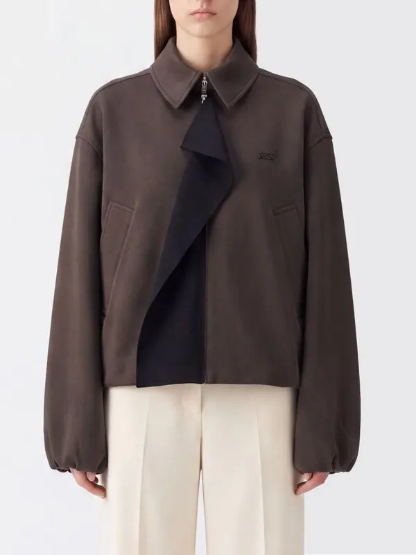 Loewe Cropped Wool-blend Shirt Jacket With Zip Closure - Brown