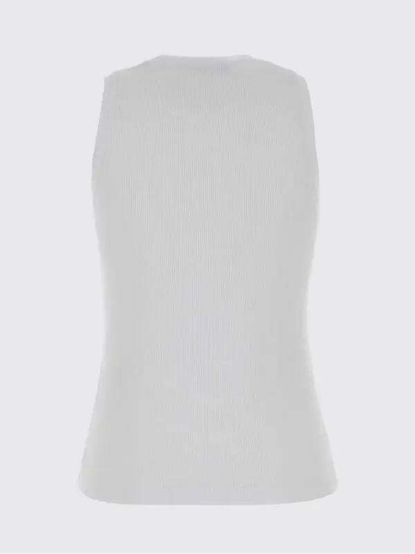 Balmain Sleeveless Cotton Top With Contrasting Logo And Slim Fit