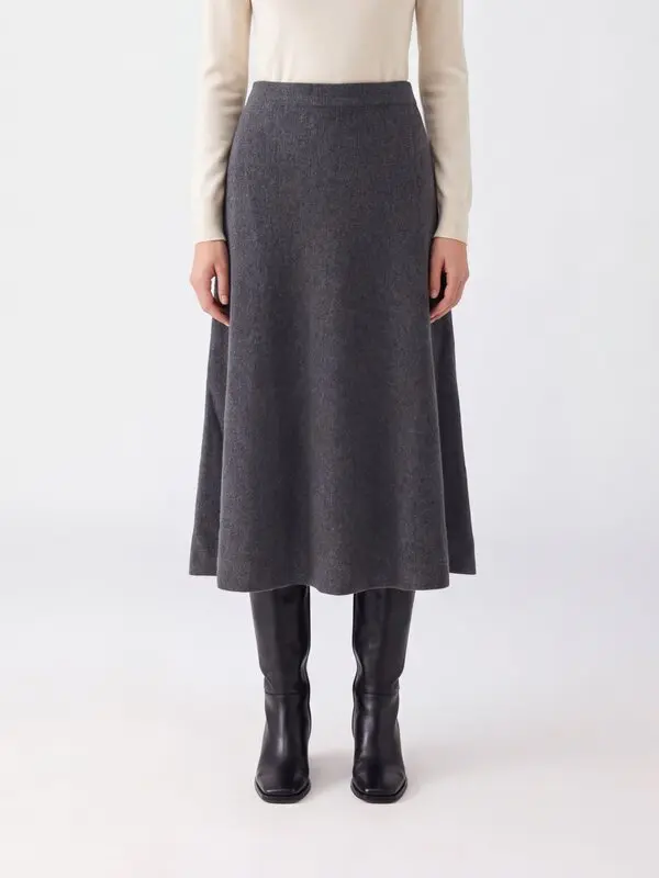 LISA YANG Knit Cashmere Midi Skirt - Grey