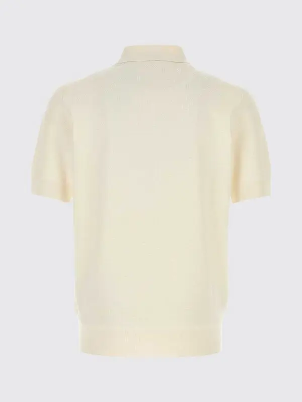 Dolce & Gabbana Short-sleeve Polo Shirt In Knitted Silk With Ribbed Trim - White