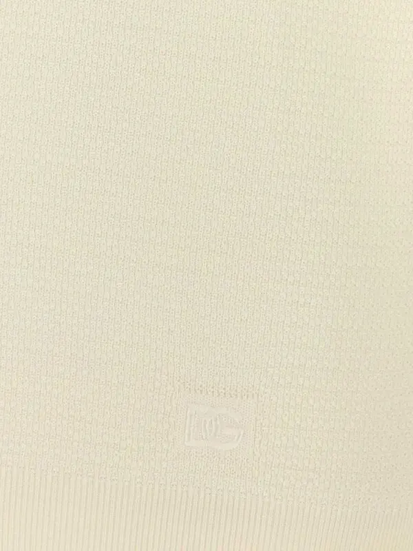Dolce & Gabbana Short-sleeve Polo Shirt In Knitted Silk With Ribbed Trim - White