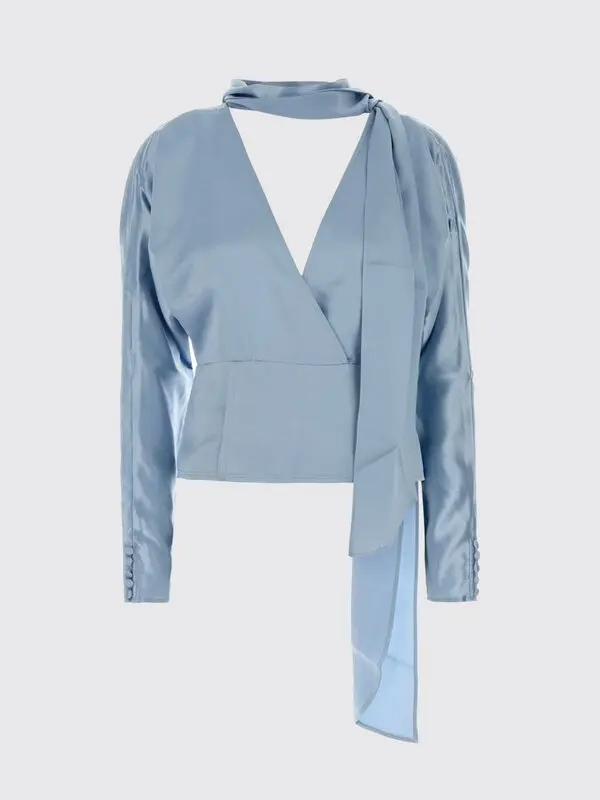GANNI Satin Blouse - Gnawed Blue