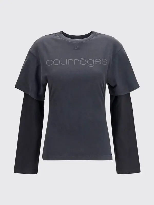 COURREGES Long-sleeved Cotton T-shirt - Grey