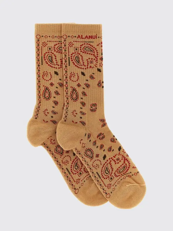 Alanui Paisley Jacquard Cotton-blend Socks - Beige