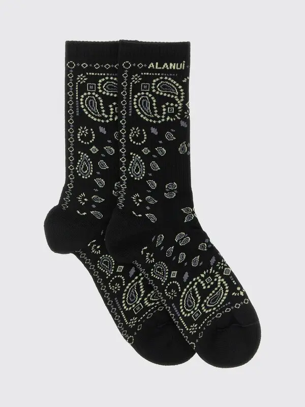 Alanui Paisley Jacquard Cotton-blend Socks - Black