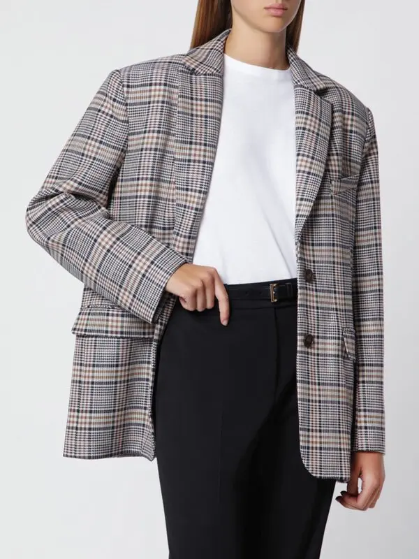 ANINE BING Relaxed Fit Single-breasted Tartan Viscose-blend Blazer - Red