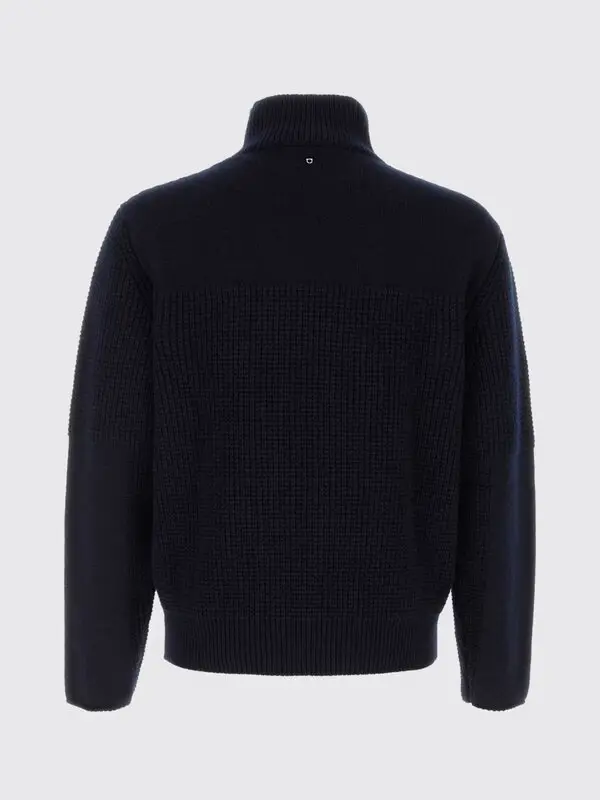 FERRAGAMO Roll Neck Jumper In Blue Virgin Wool With Ribbed Edges