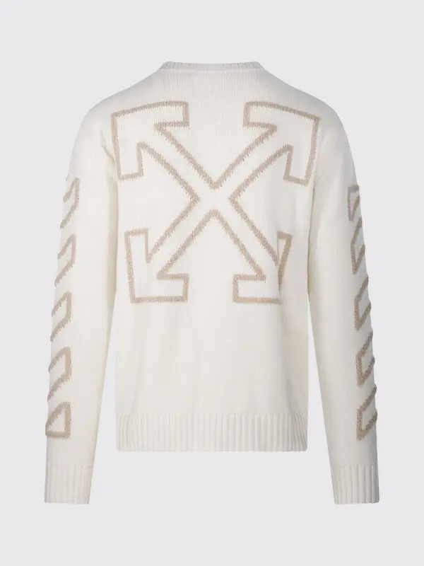Off-White Wool-blend Crewneck Jumper With Inlaid Arrow Logo