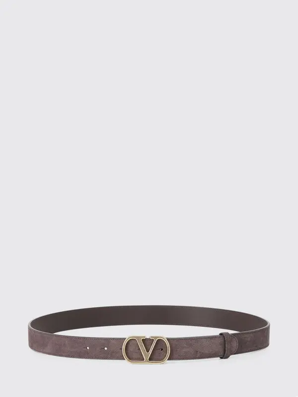 Valentino Garavani Vlogo Signature Suede Leather Belt - Brown
