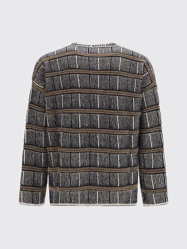 Giorgio Armani Striped Crew-neck Jumper In Silk And Wool Blend With Ribbed Trims