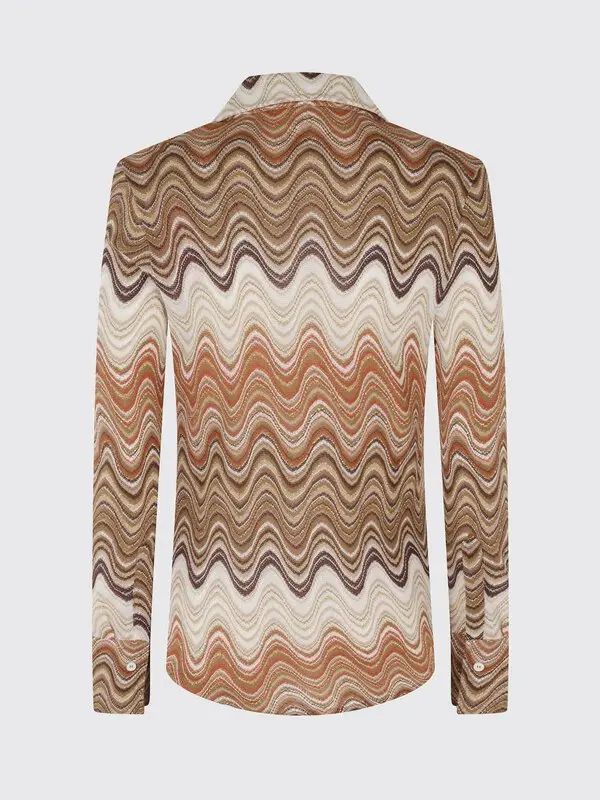 MC2 SAINT BARTH Joys Slim Fit Lurex Long-sleeved Shirt With Wave Print