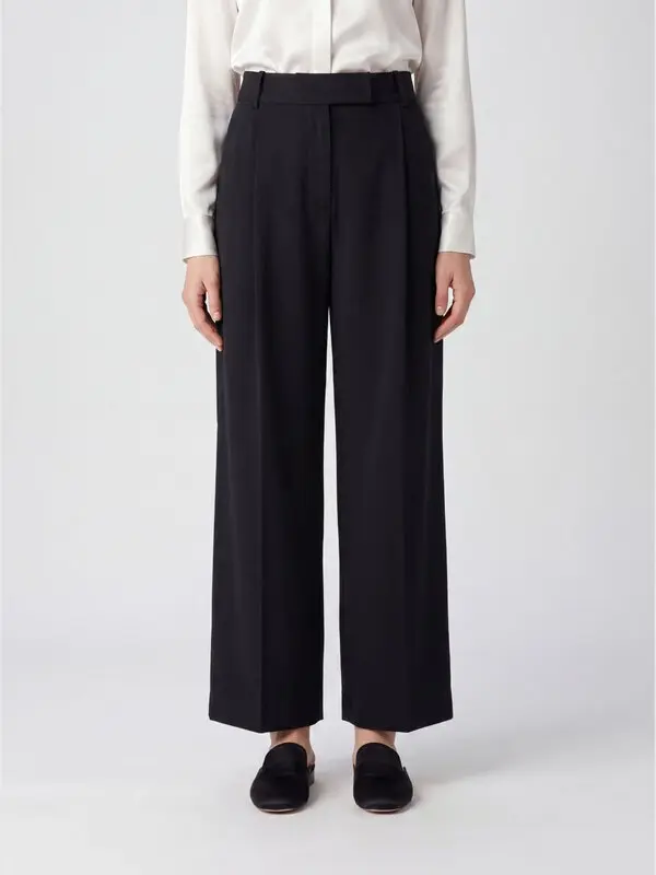 Giorgio Armani High-waisted Wide-leg Tailored Silk Trousers - Grey