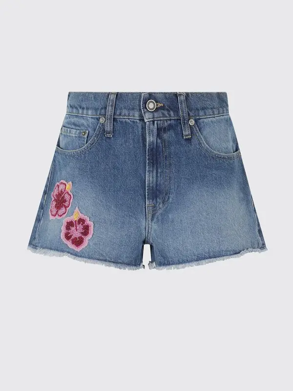 MC2 SAINT BARTH Shorts With Floral Embroidery - Denim