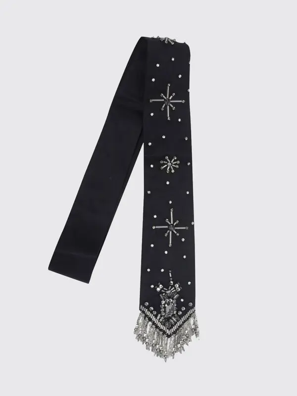 Pinko Viscose Jewelled Tie - Black
