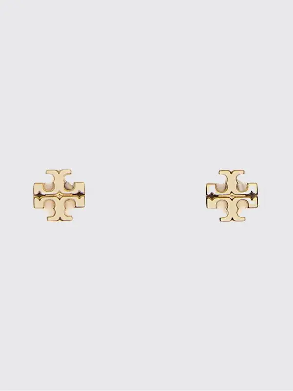 Tory Burch Double T Logo Brass Stud Earrings - Ivory