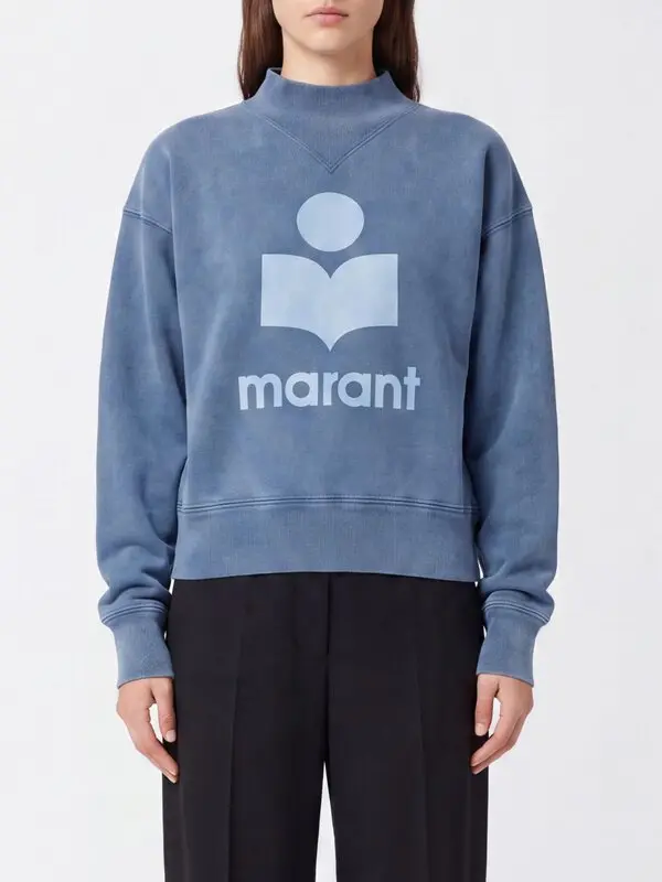 Isabel Marant Étoile Oversized Cotton Logo Sweatshirt With Funnel Neck - Blue