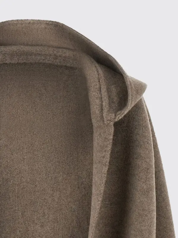 Brunello Cucinelli Long Hooded Wool And Cashmere Cape With Fringes