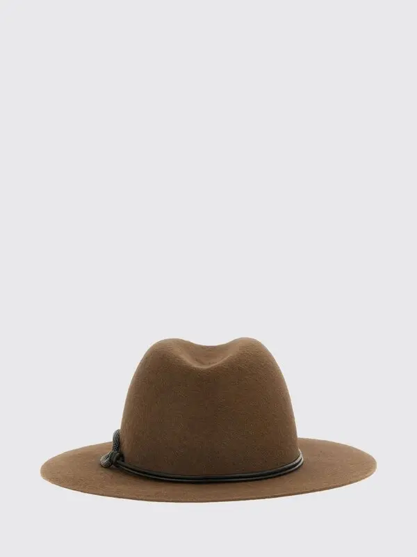 Brunello Cucinelli Wide-brim Wool Felt Hat With Monile Detail