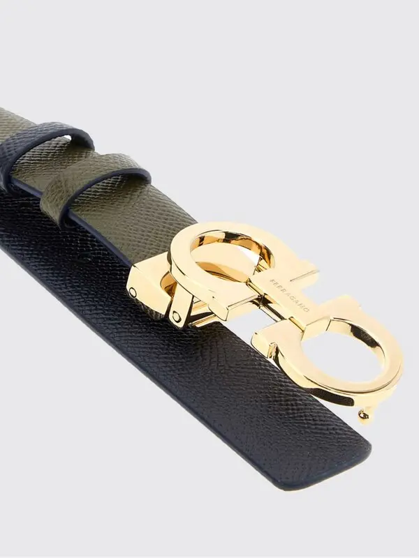 FERRAGAMO Gancini Buckle Hammered Leather Belt