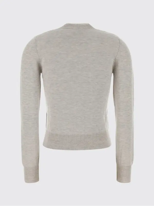 A.p.c. Crewneck Cardigan In Virgin Wool And Cotton Blend With Contrast Logo - Grey