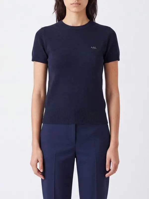 A.p.c. Short-sleeved Crewneck Jumper In Virgin Wool And Cotton Blend
