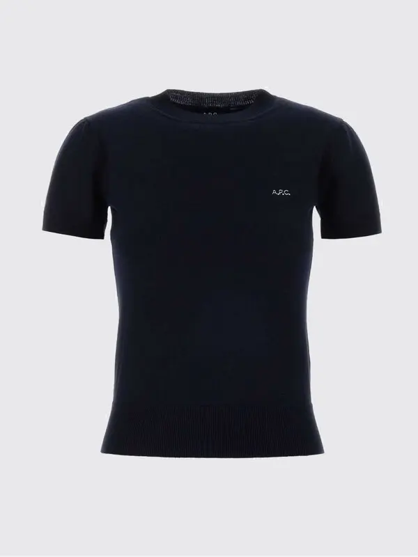 A.p.c. Short-sleeved Crewneck Jumper In Virgin Wool And Cotton Blend