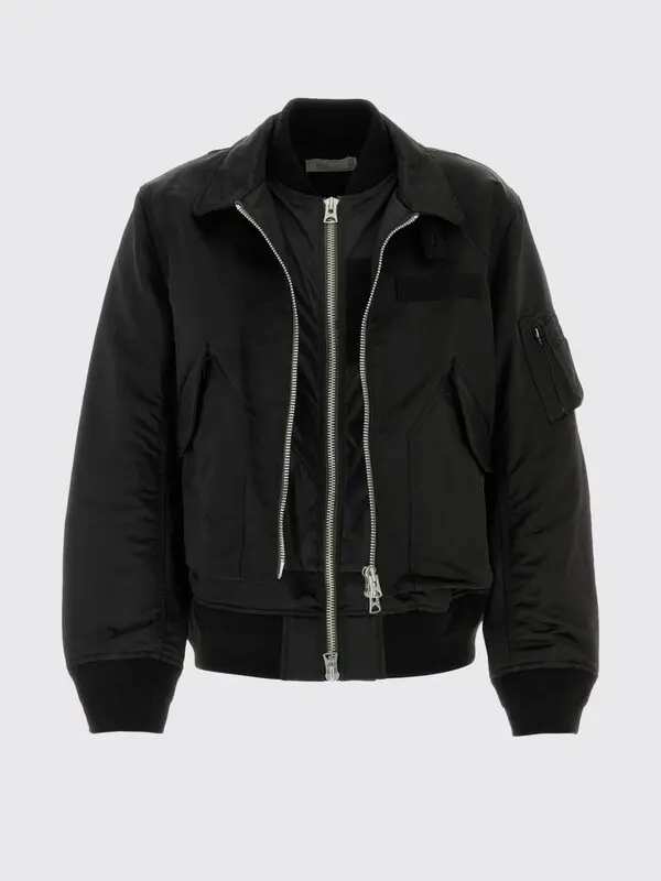 Sacai Windproof Nylon And Cotton Bomber Jacket With Classic Collar And Flap Pockets