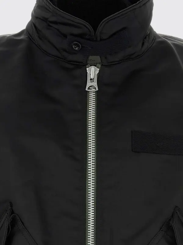 Sacai Windproof Nylon And Cotton Bomber Jacket With Classic Collar And Flap Pockets