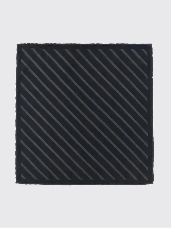 Brunello Cucinelli Striped Pure Silk Pocket Square - Blue