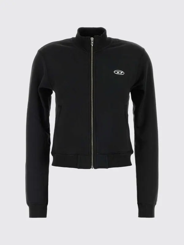 DIESEL® Slim Fit Cotton Zip-up Jumper With Turtleneck And Oval D Logo
