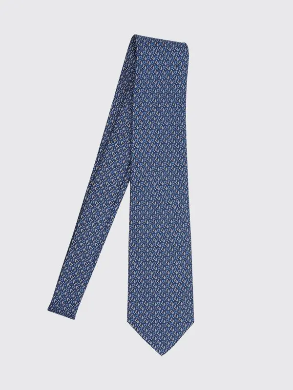 FERRAGAMO Graphic Print Silk Neck Tie - Blue