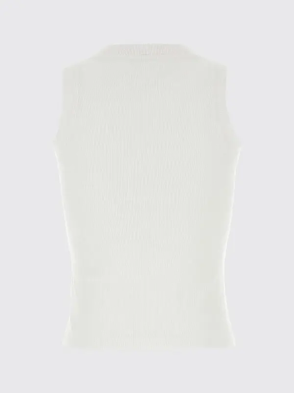 Off-White Sleeveless Slim Fit Top In Stretch Cotton With Logo - White