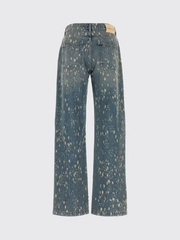 Alexander McQueen Mid-rise Straight Jeans In Cotton Denim With Distressed Effect
