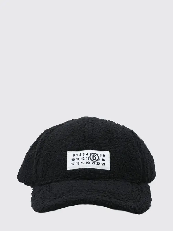 MAISON MARGIELA Shearling Baseball Cap With Numeric Logo - Black